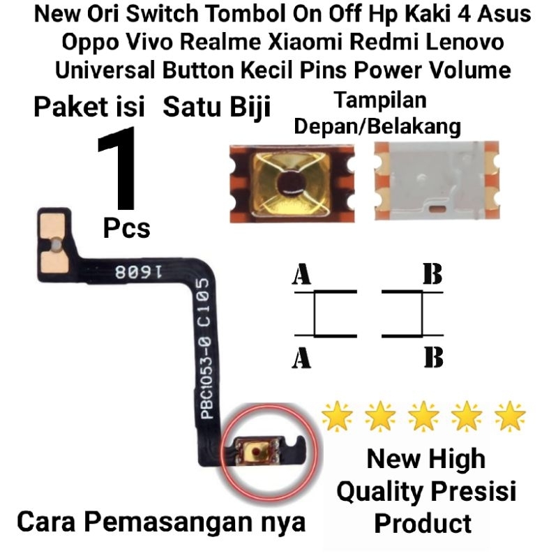 Jual Switch Tombol Power Volume On Off Hp Kaki 4 Asus Oppo Vivo Realme ...