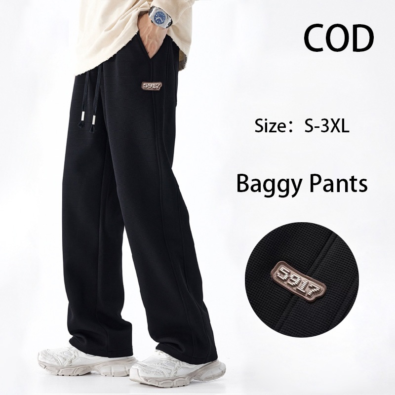 Jual KeyBoy celana panjang pria kain wafel baggy kulot straight celana dewasa cowok casual pants ...