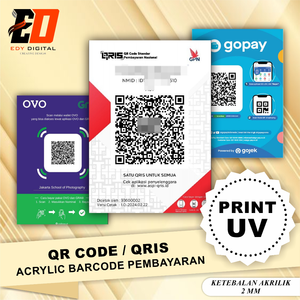 Jual [Print UV] Standing Akrilik QR Code Barcode Qris Scan Pembayaran Akrilik Print UV | Shopee ...