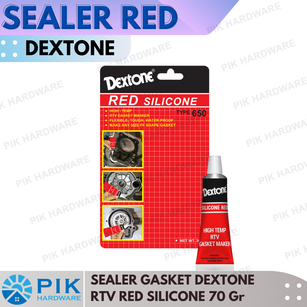 Jual Lem red silicone 30 & 70 gram Dextone - Lem Gasket merah RTV High ...