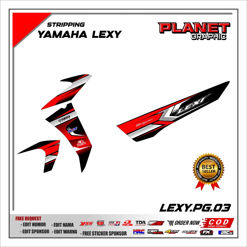 Jual Decal Sticker Striping Variasi Motor Yamaha LEXI Motif Racing ...