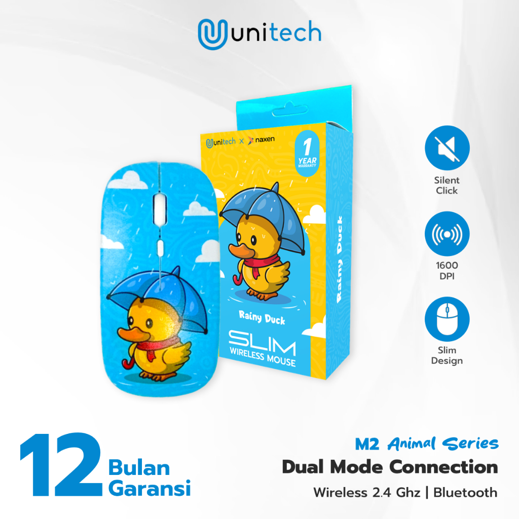 Jual Mouse Bluetooth Wireless Unitech Animal Series Rechargeable Silent ...