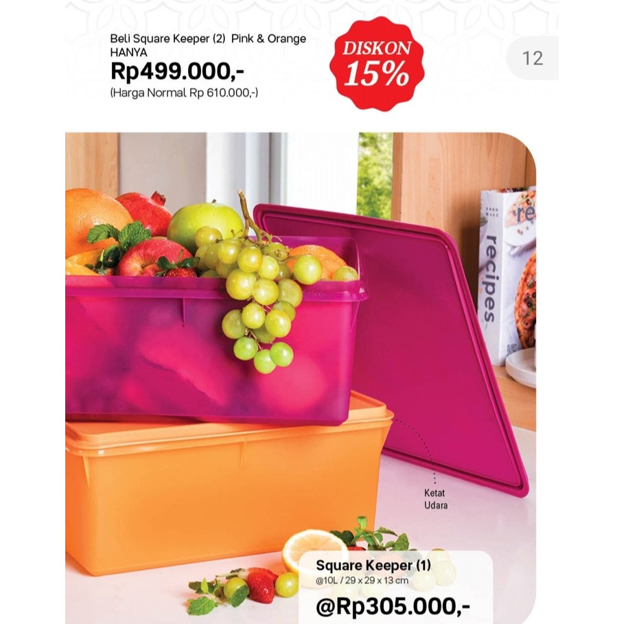 Jual TUPPERWARE SQUARE KEEPER @10L (1) - WADAH KOTAK PENYIMPANAN UKURAN BESAR | Shopee Indonesia