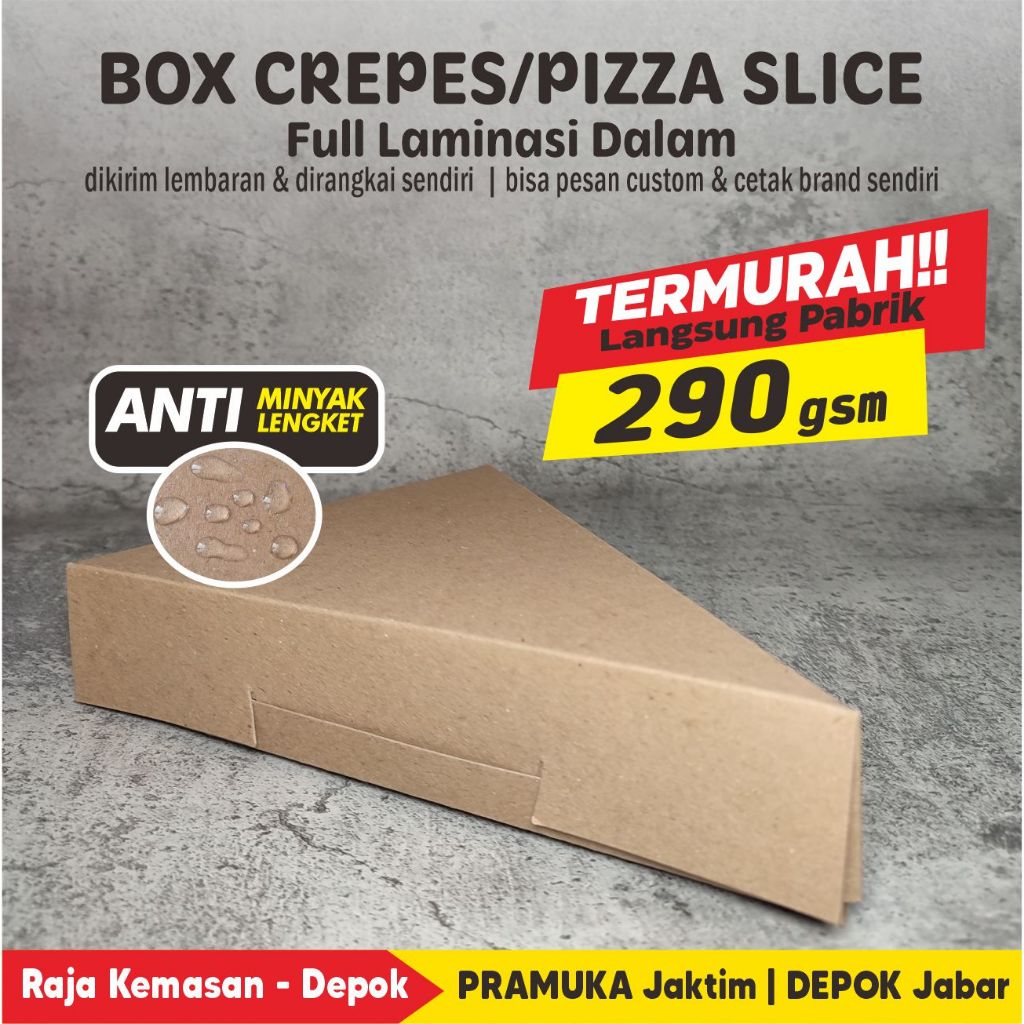 Jual BOX PIZZA SLICE 20X15X4 CM KRAFT POLOS FULL LAMINASI | Shopee ...