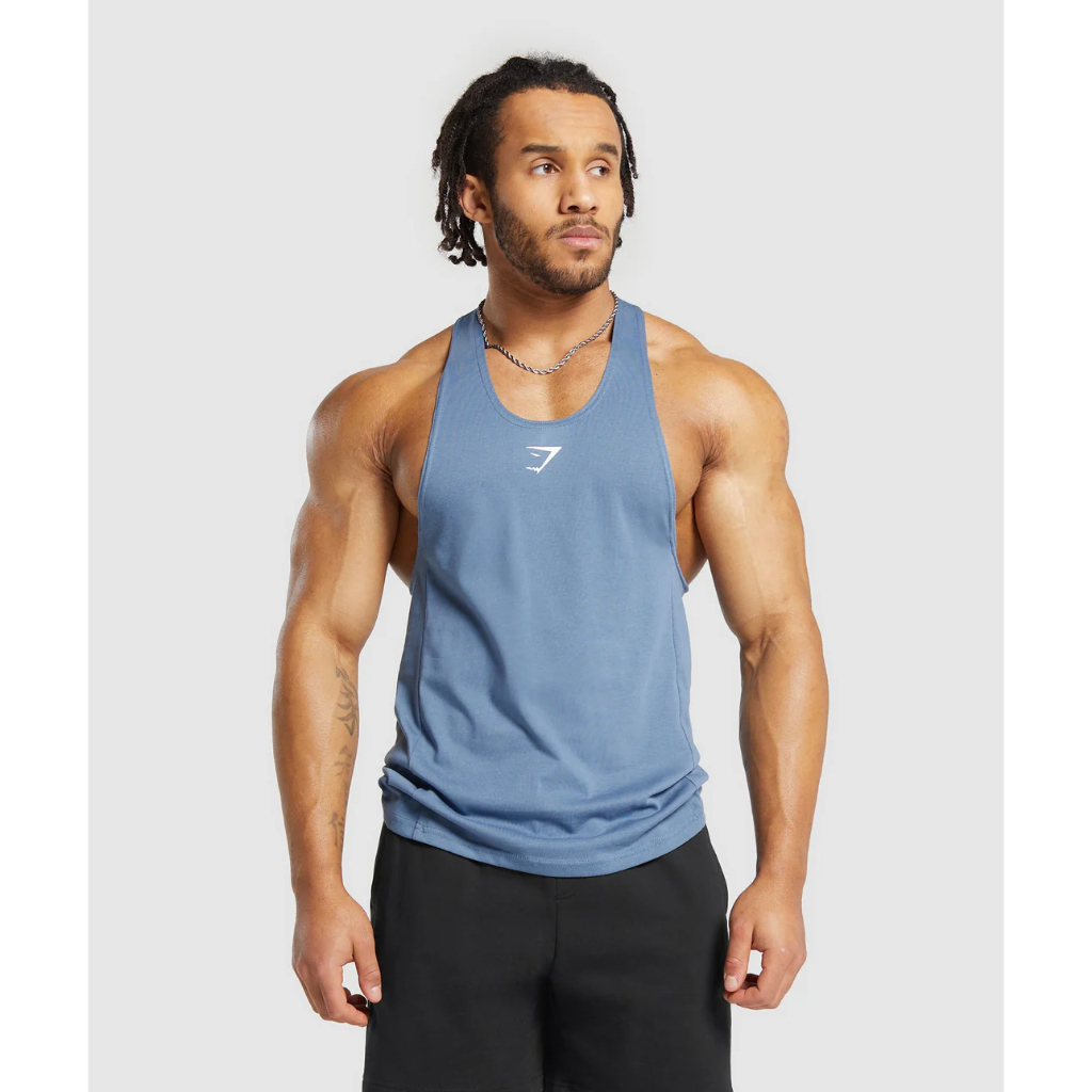 Jual Baju Fitness Pria GS React Stringer Men's Sport Gym - Faded Blue ...