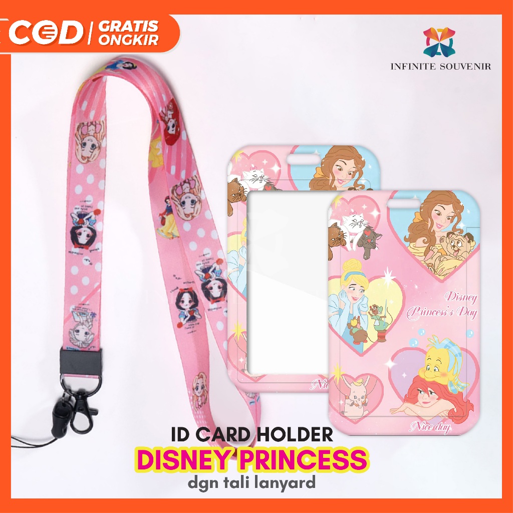 Jual [N004] DISNEY PRINCESS / Name Tag Card Holder dengan Tali Lanyard ...