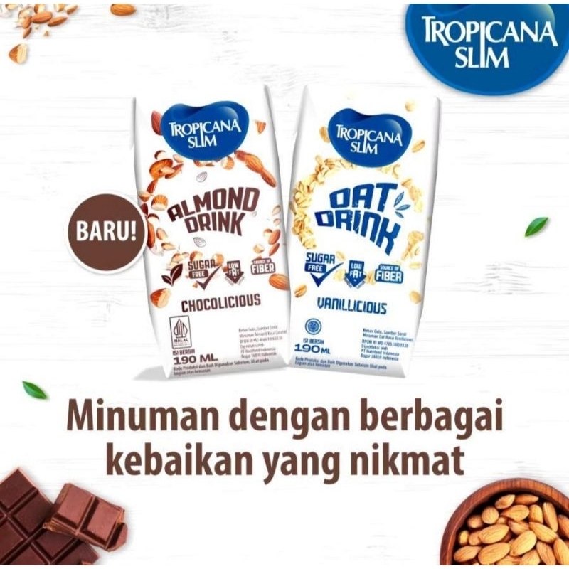 Jual Tropicana Slim Oat Drink 190ml RTD (Ready to Drink) | Almond Chocolicious | Vanillicious ...