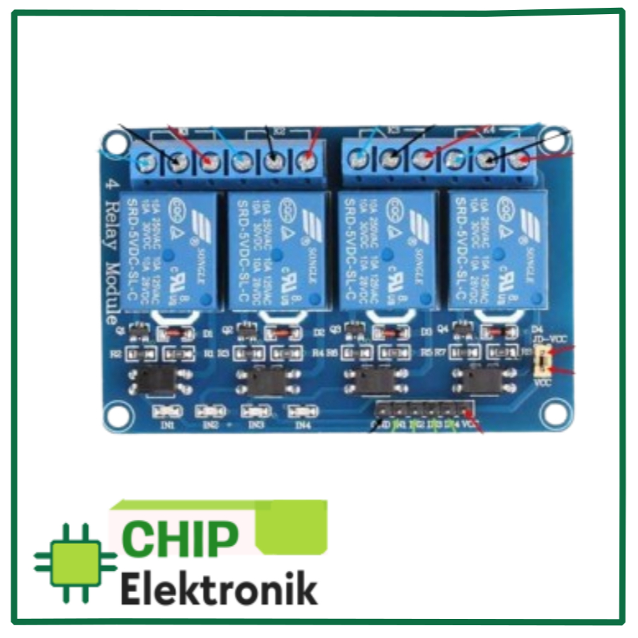 Jual Module Relay Arduino 4 Channel Input: 5 VDC Output: 10A 30 VDC 250 ...