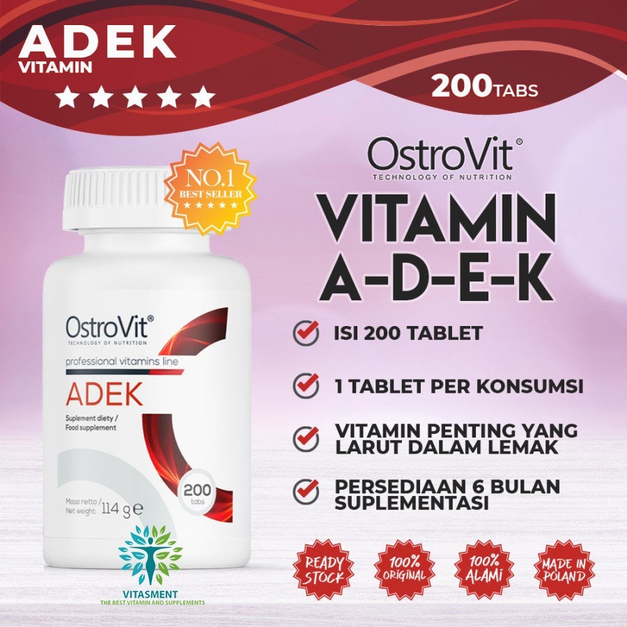 Jual OstroVit Vitamin A D E K 200 Tablet Suplemen Vitamin ADEK Obat ...