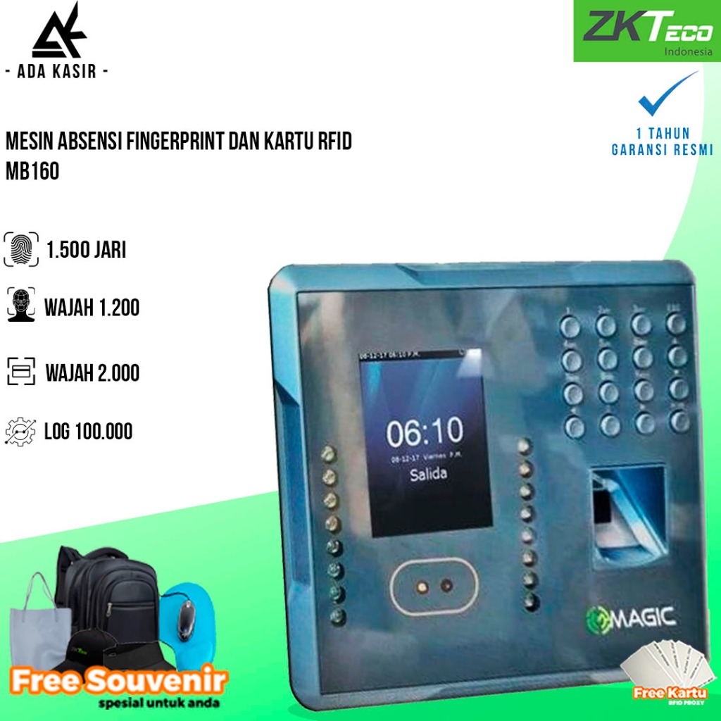 Jual Mesin Absensi Wajah Dan Fingerprint ZKTEC0 MB 160 Bisa Sebagai Akses Kontrol | Shopee Indonesia