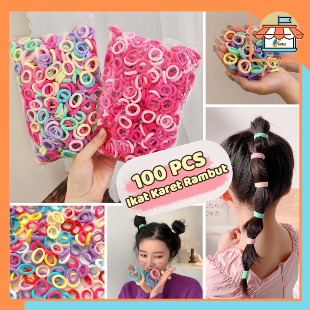 Jual RSB IR518 Ikat Rambut 100pcs Korea Model Donat Elastis Mini Gaya ...