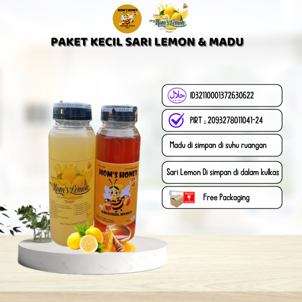 Jual Madu Lemon Original By Moms Honey Penambah Energi Alami / Paket ...