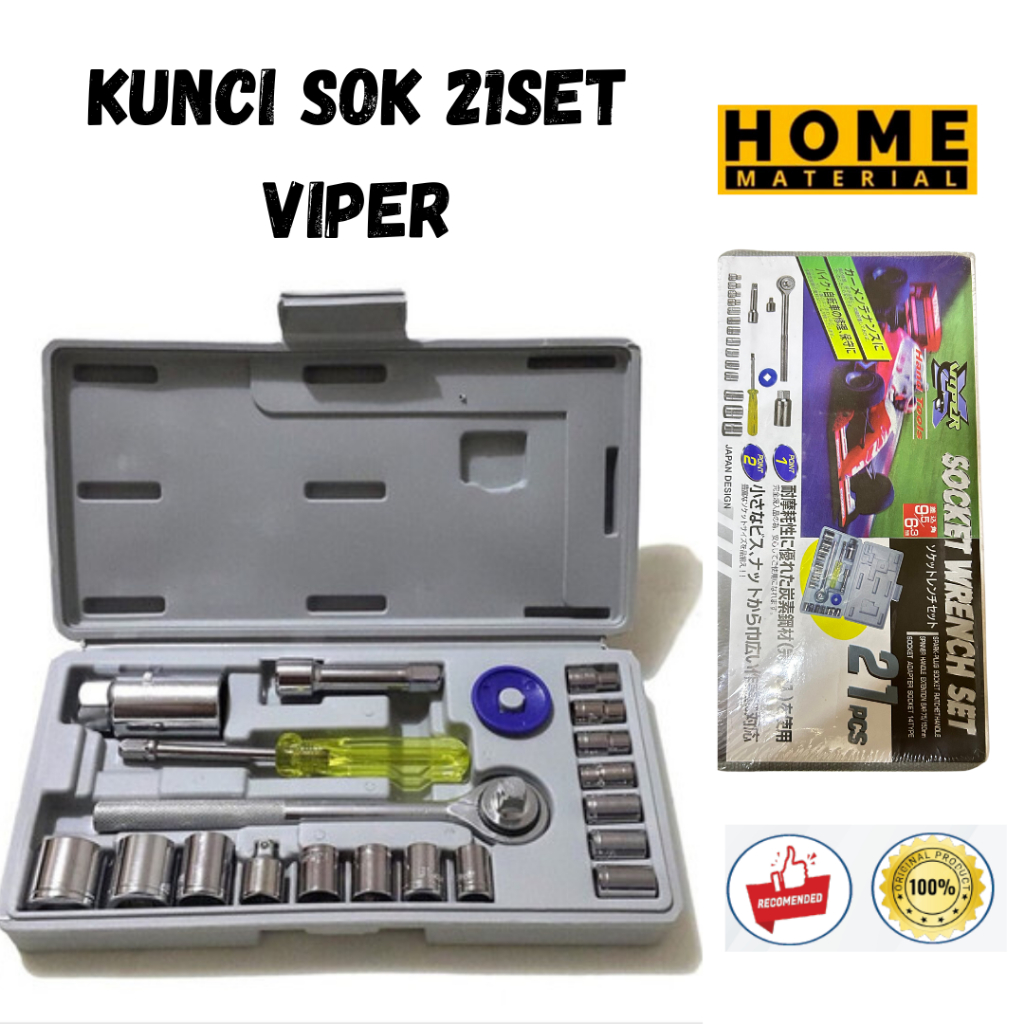 Jual Kunci shock sock sok set 21set motor mobil kunci soket 21 set socket wrench Homematerial ...