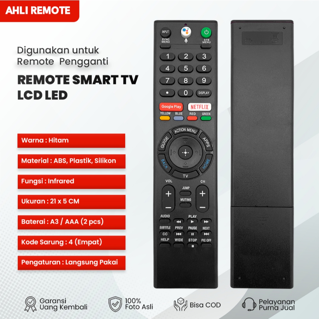 Jual Remot TV Sony Bravia Smart TV RMF-TX300U / Remote TV LCD LED Sony Bravia RMF-TX300U IR ...