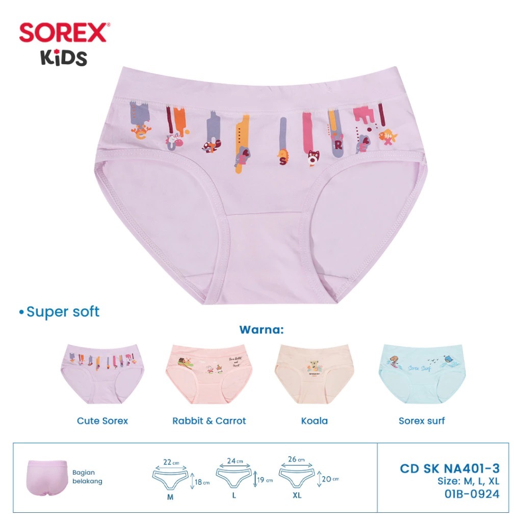 Jual ( 3pc ) CD Sorex Kids NA 401 | Sorex Kids Celana Dalam Anak Perempuan Super Soft - Dunia ...