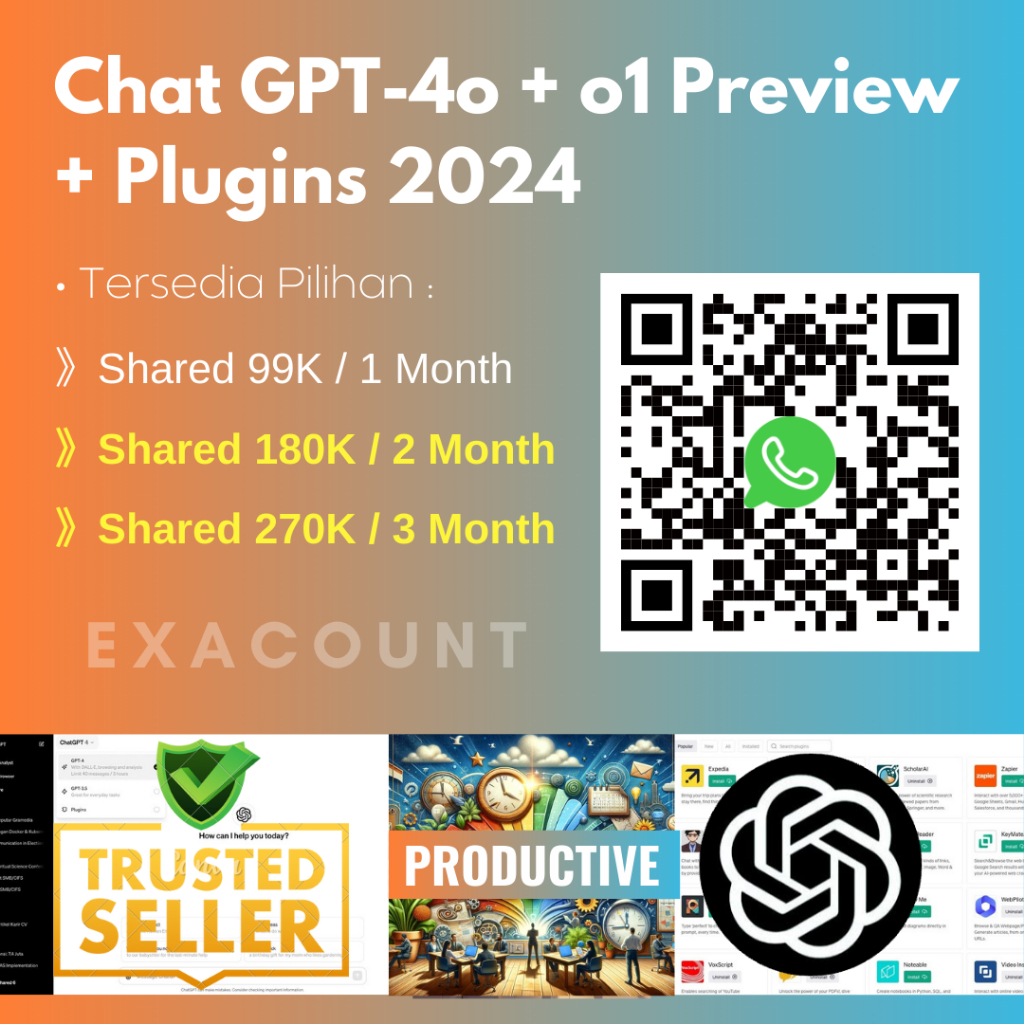 Jual Chat GPT-4o OMNI Plus + o1 Preview + Support Plugins | Full ...