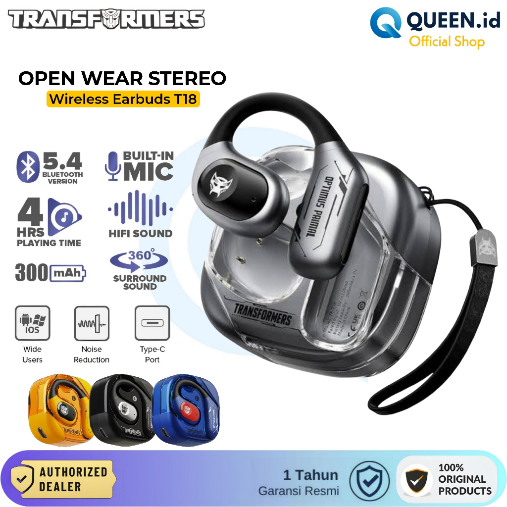 Jual TRANSFORMERS T18 TWS True Wireless Earbuds Open Ear Hook Headset ...