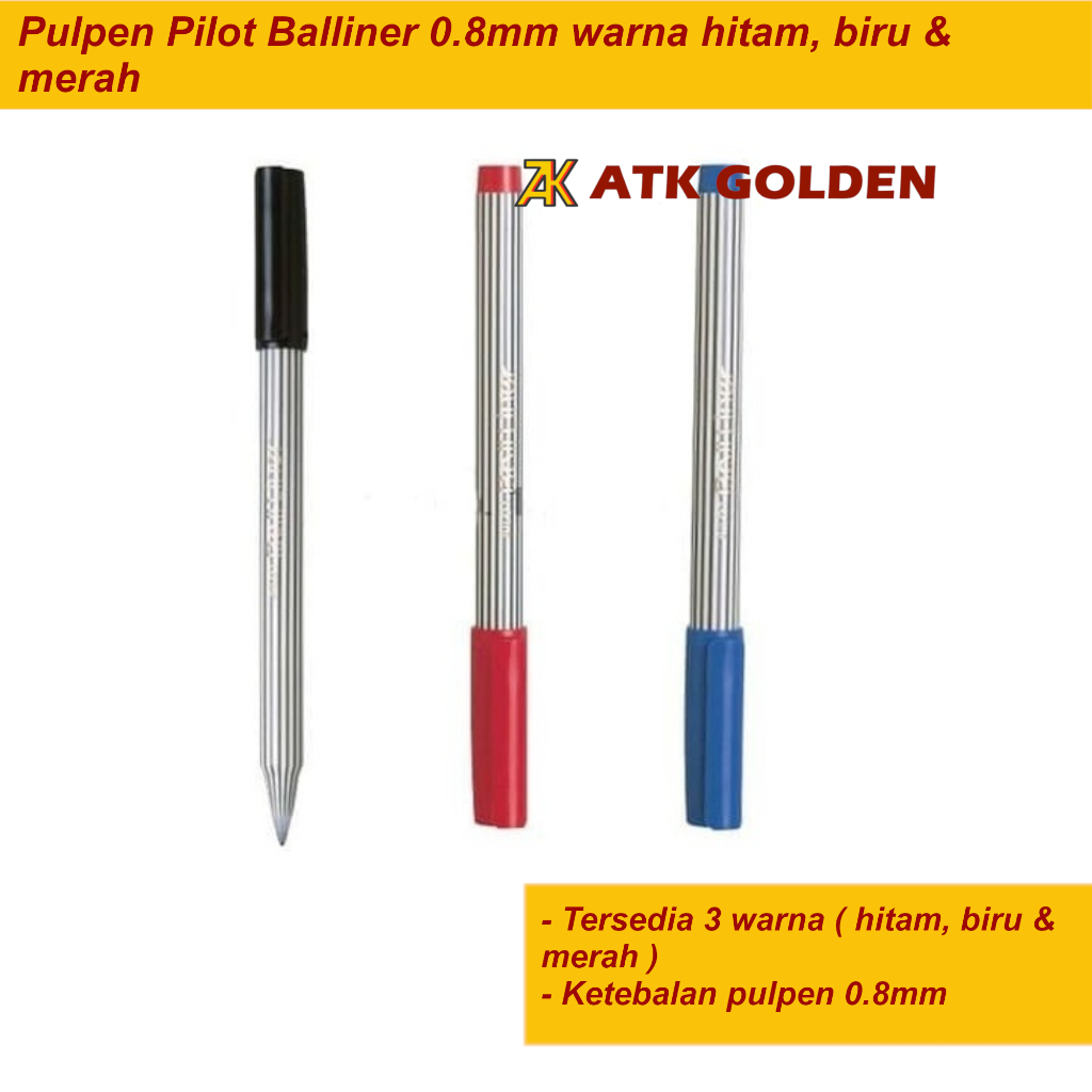 Jual Pulpen Pilot Balliner 0.8mm Hitam/Biru/Merah | Shopee Indonesia