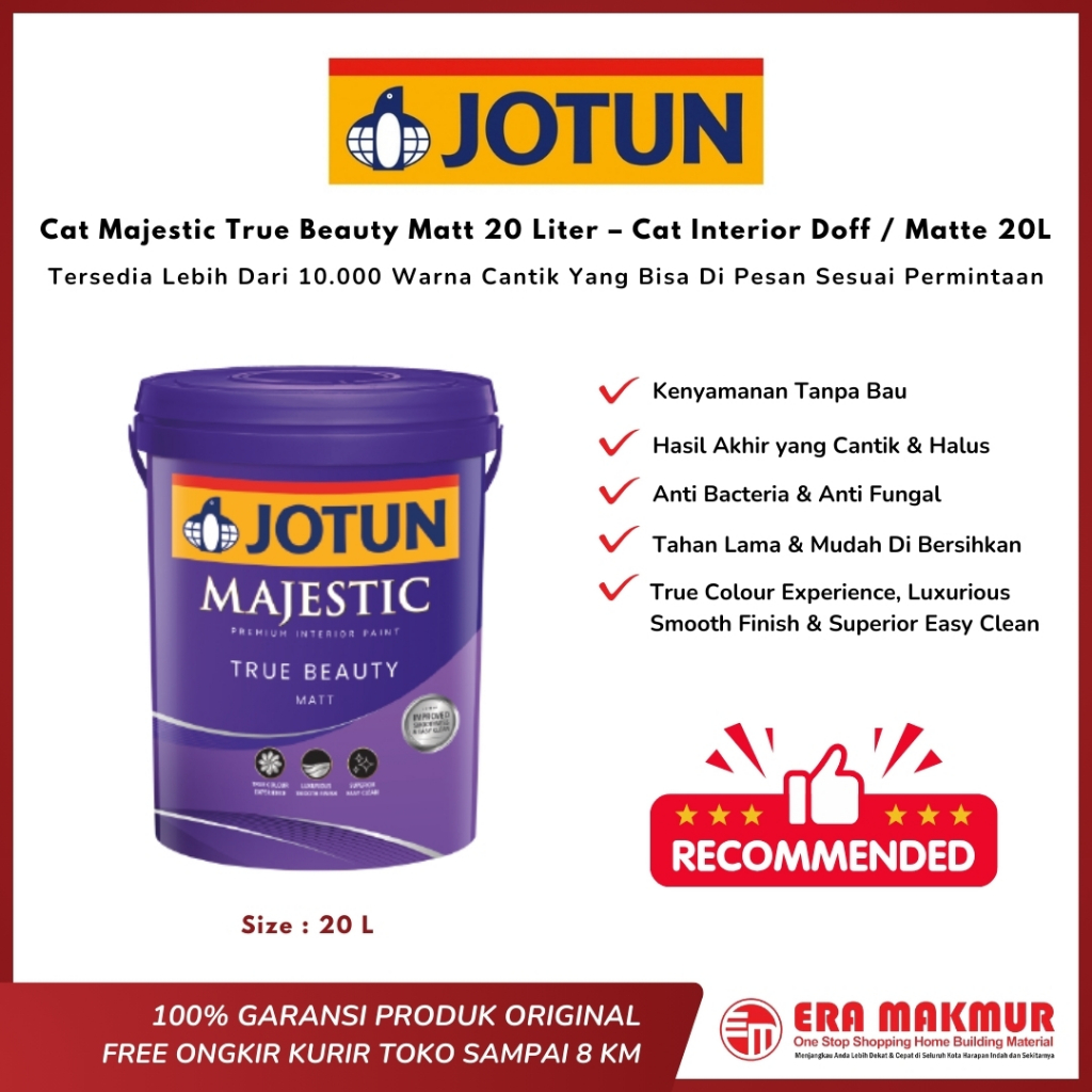 Jual JOTUN – Cat Majestic True Beauty Matt 20 Liter – Cat Interior Doff / Matte 20L | Shopee ...