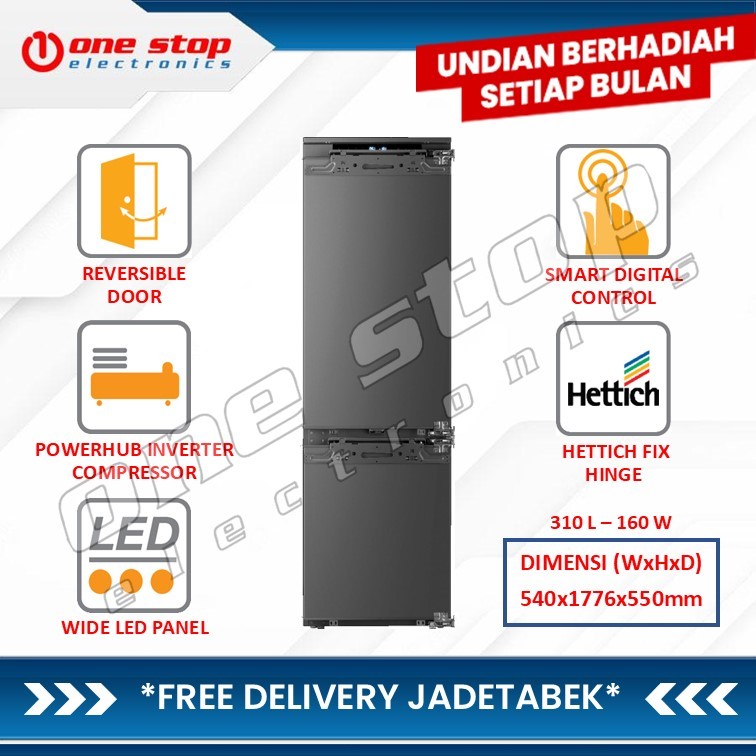 Jual MODENA RF 3105 CKGY Built In Kulkas Tanam 2 Pintu Bottom Freezer ...