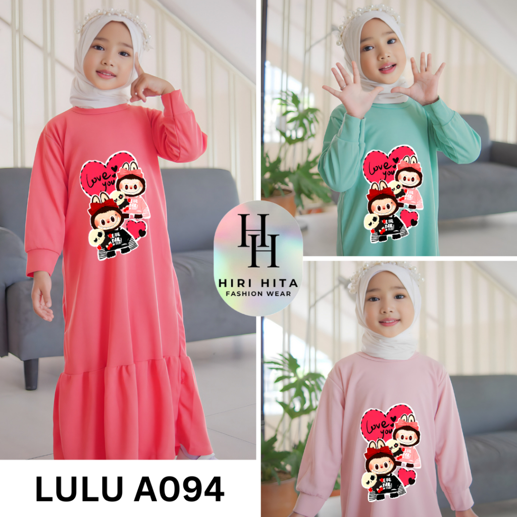 Jual Hirihita A094 Baju Gamis Lulu Anak Perempuan Monster Labu Labu Viral 12 Pilihan Warna 1-12 ...