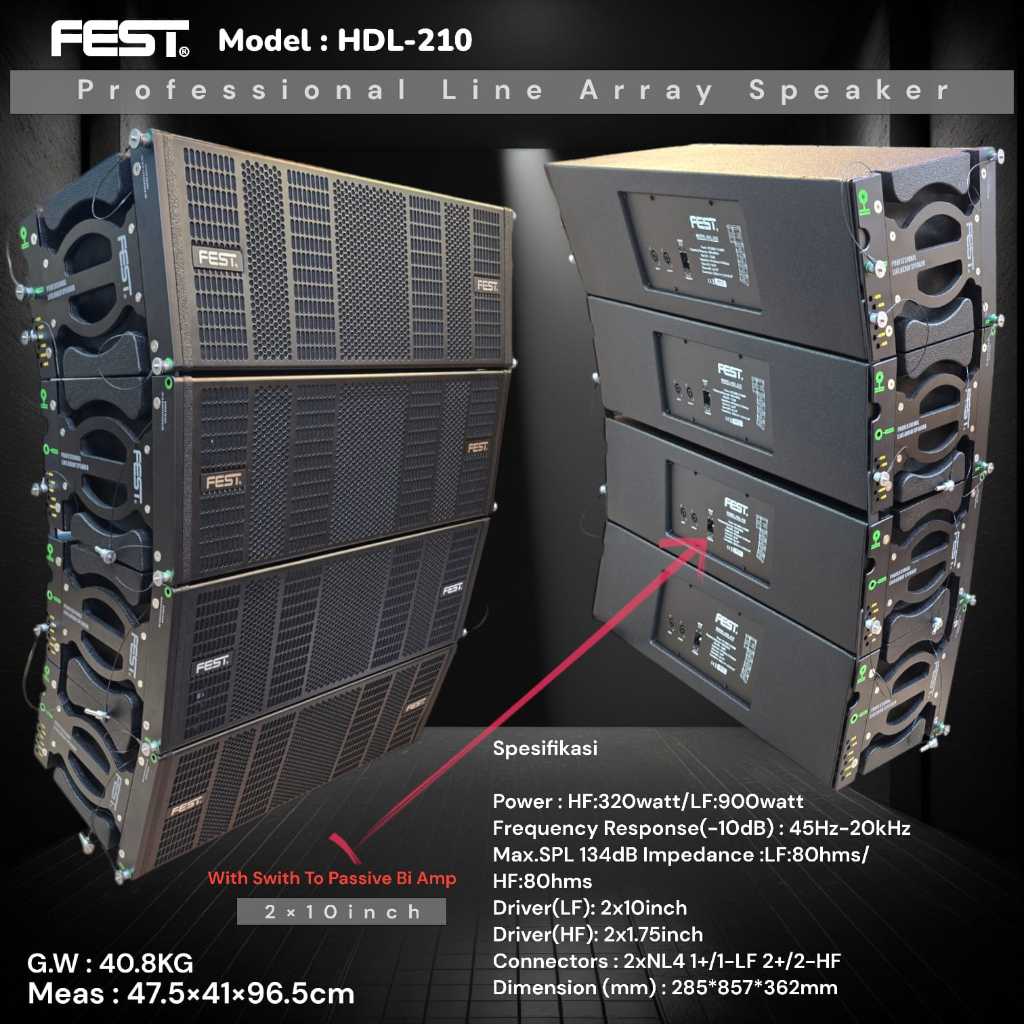 Jual Speaker Line Array FEST Hdl210 1 Box 2x10 Inch Hdl 210 10Inch ...