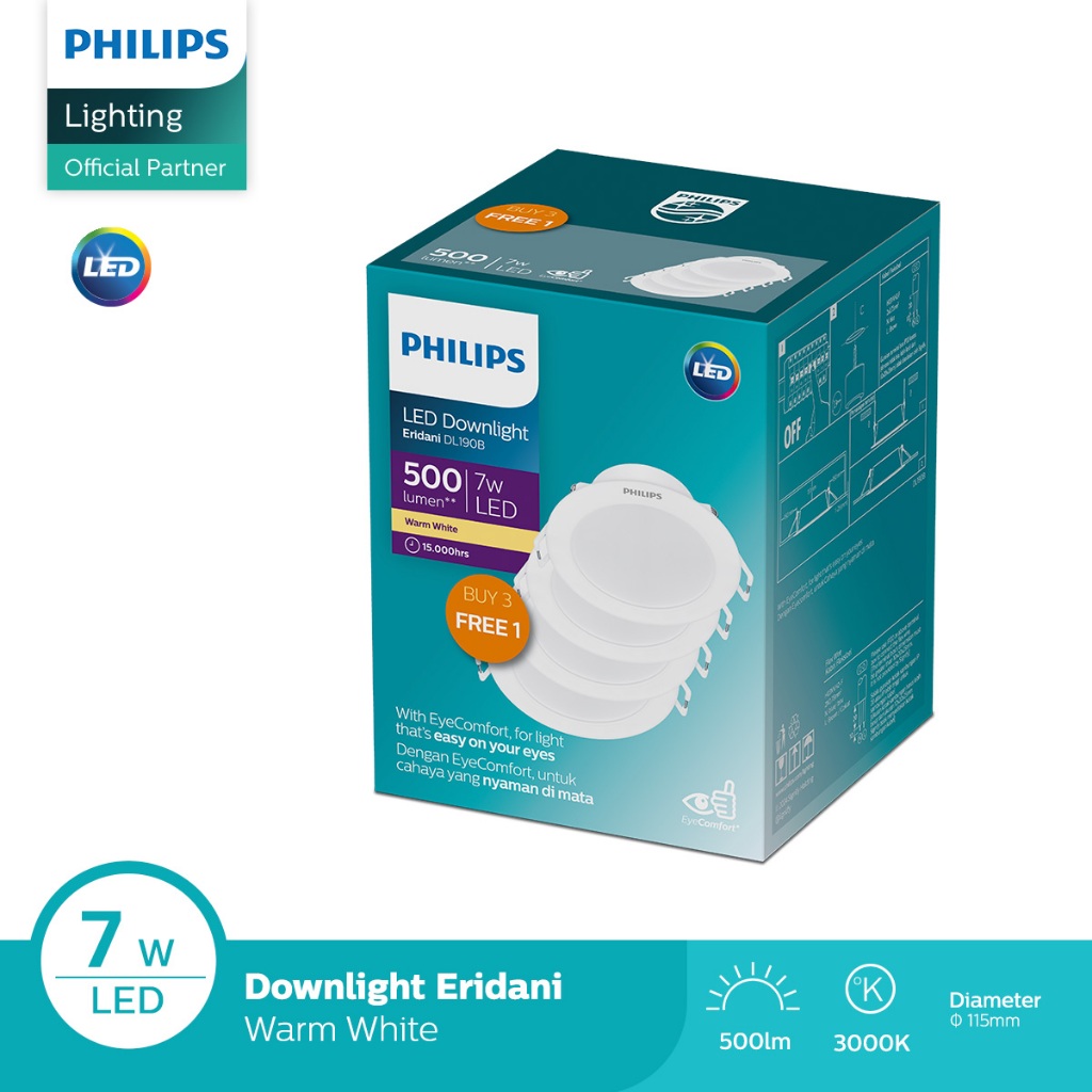 Jual Philips Lampu Panel Downlight Eridani Multipack DL190B LED6 D100 7W Kuning | Shopee Indonesia