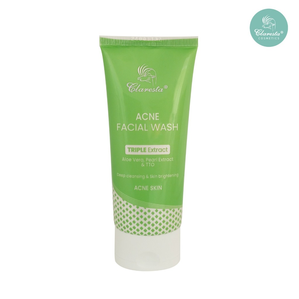 Jual Claresta Brightening Facial Wash Acne Skin Tea Tree Oil Acne Fight ...