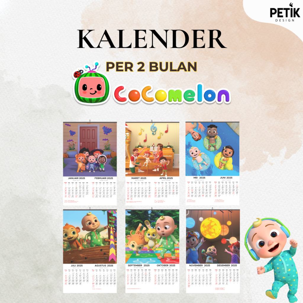 Jual Kalender Dinding Cocomelon 2025 6 Lembar Klem | Shopee Indonesia