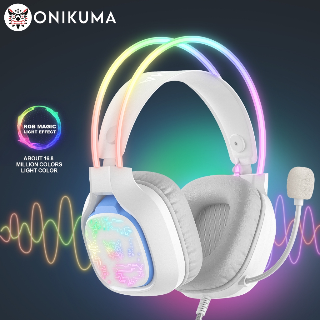 Jual ONIKUMA X22 White RGB kabel headphones sesuai untuk permainan suara membatalkan headphones ...