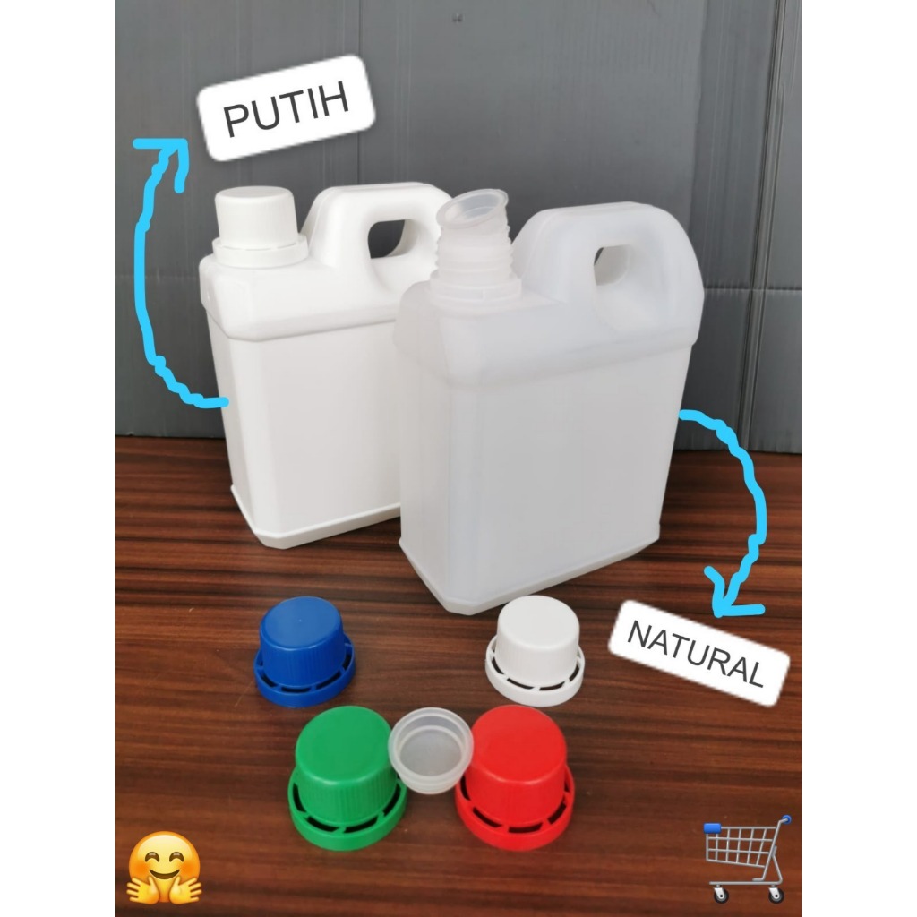 Jual Jerigen Jrigen jerrycan PUTIH NATURAL 1L 1 L liter kotak Pendek ...