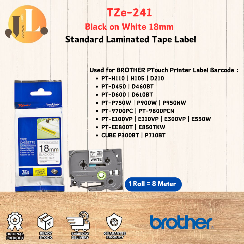 Jual BROTHER TZe-241 18mm PTouch Tape Label Barcode TZe241 Black on ...