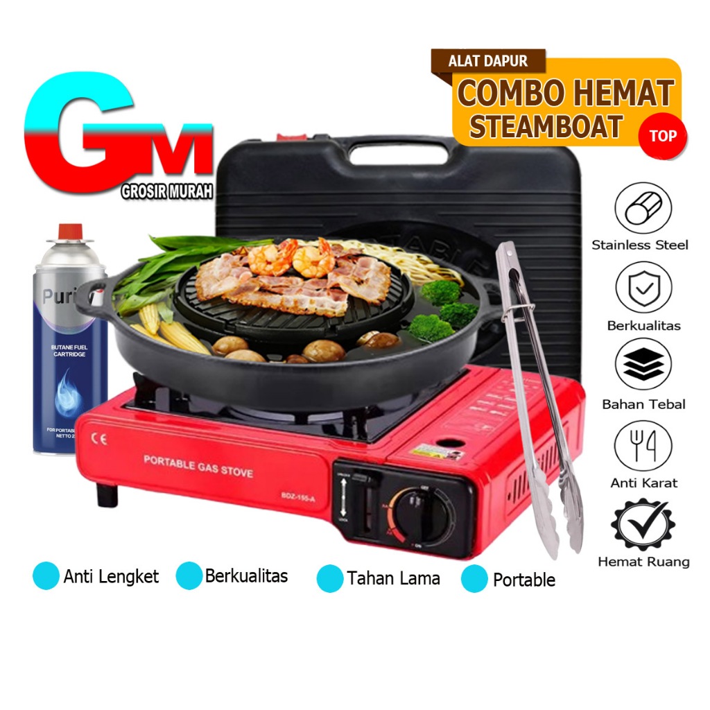 Jual Paket Combo Steamboat Bulgogi 2in1 Plus Kompor Portable / Korean ...