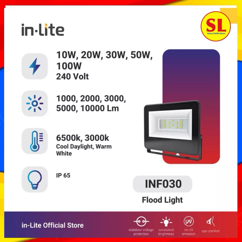 Jual INLITE FLOOD LIGHT LAMPU SOROT LED INF030 50 WATT | Shopee Indonesia