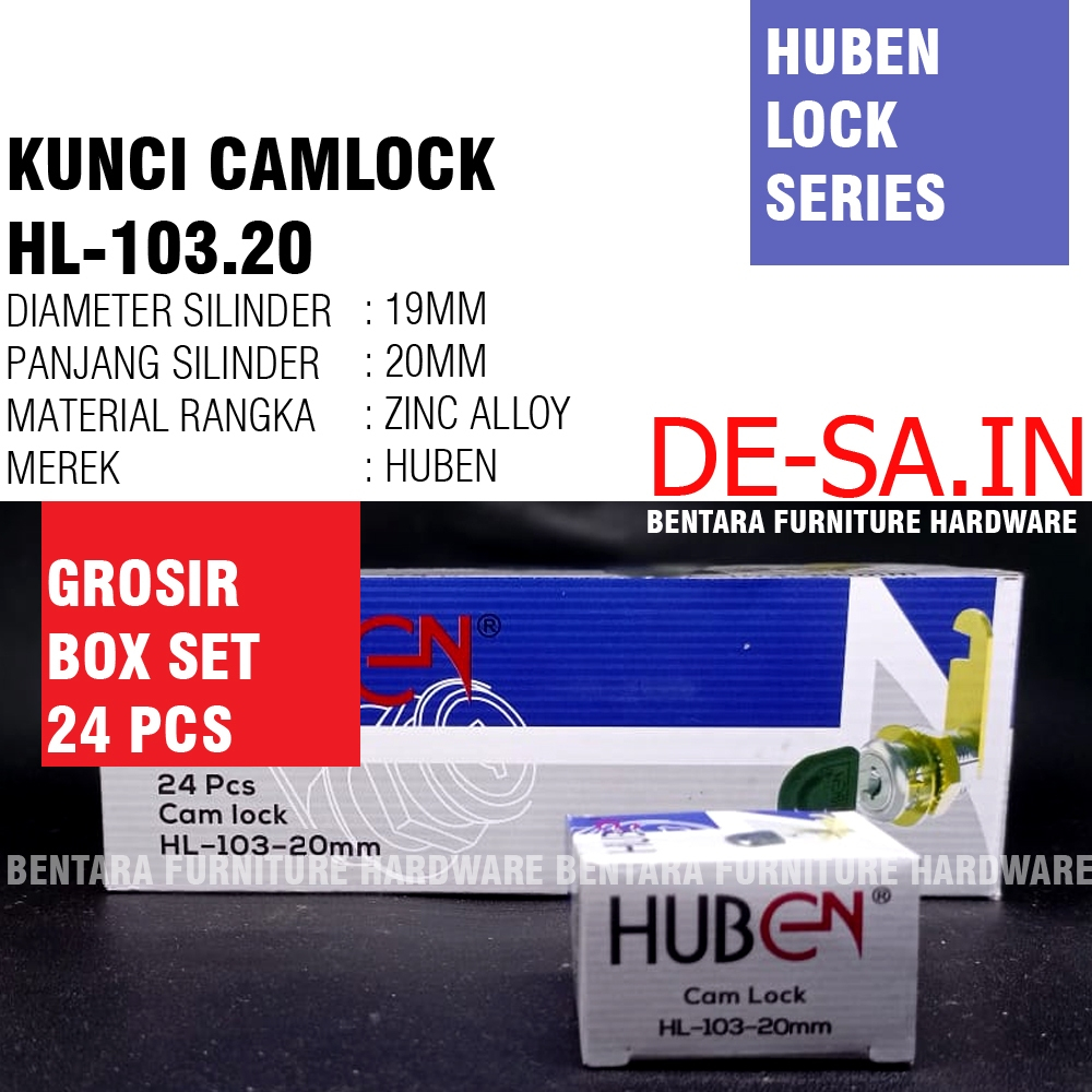 Jual (BOX SET 24 PCS) Huben Kunci HL-103 20MM Kunci Loker Locker ...