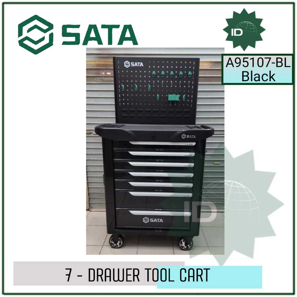Jual Kotak Lemari Tool Box Cabinet 7 Laci (Hitam) + Plat u/Tools A95107-BL Drawer Tool Cart ...
