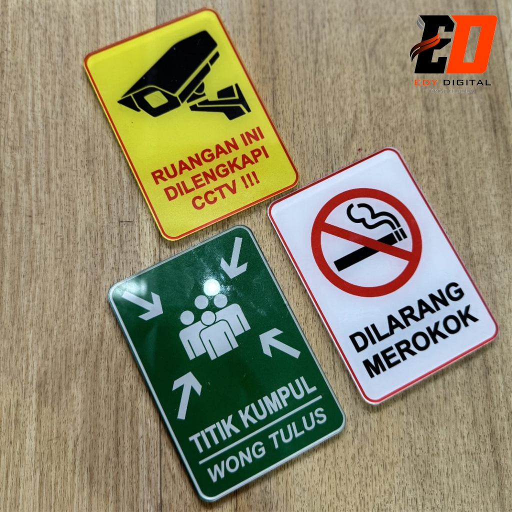 Jual [Print UV] Sign Signage A5 A6 Dilarang Merokok Awas CCTV Papan ...