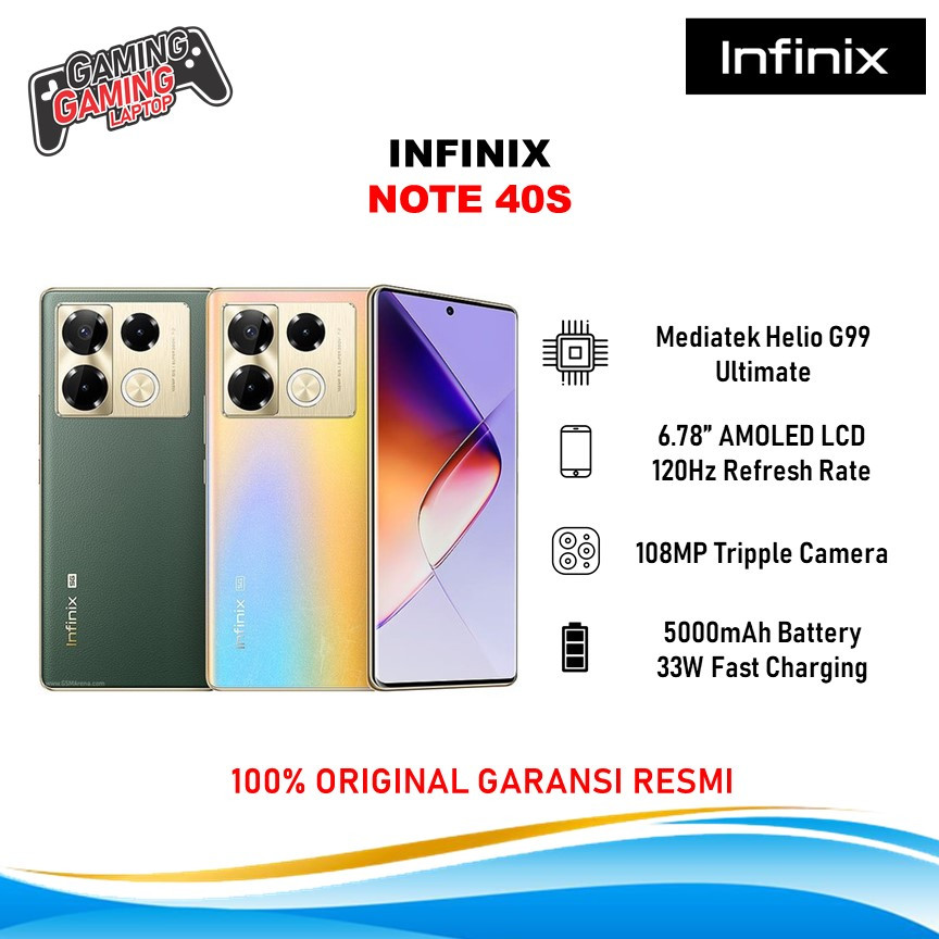 Jual INFINIX Note 40s 8GB/256GB AMOLED Curved Display Garansi Resmi ...
