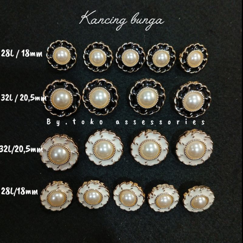 Jual Kancing fashion | kancing bunga hitam | kancing bunga putih ...