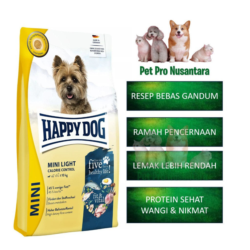 Jual Happy Dog Fit Vital Mini Light Low Fat (800 gram) Freshpack ...