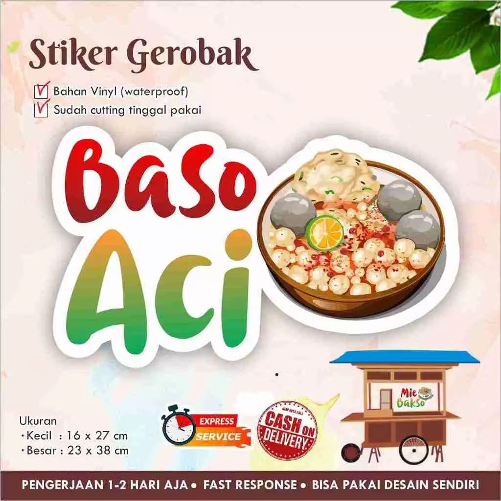 Jual STIKER KACA GEROBAK VINYL BASO ACI / LABEL MAKANAN | Shopee Indonesia