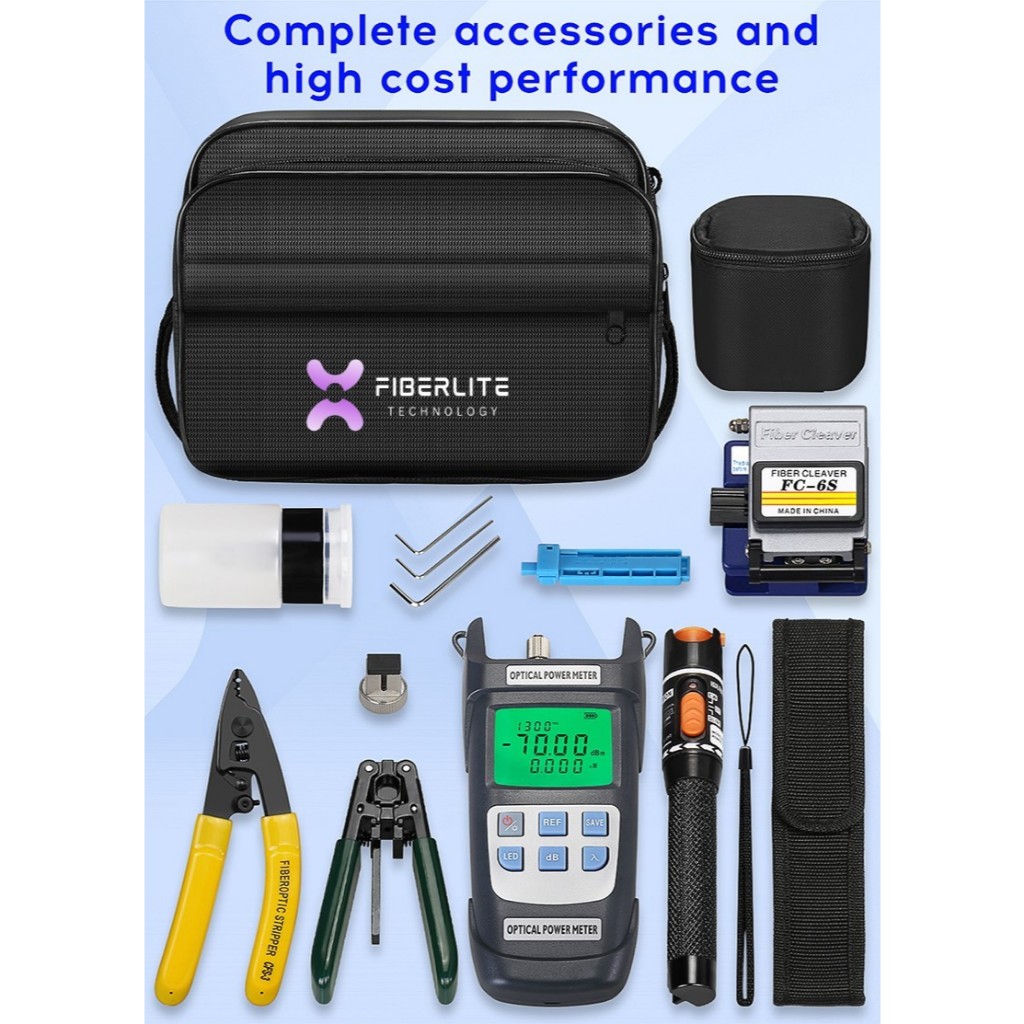 Jual FTTH Tool Kit Set Fiber Optic FO LENGKAP OPM VFL 10mW Cleaver FC ...