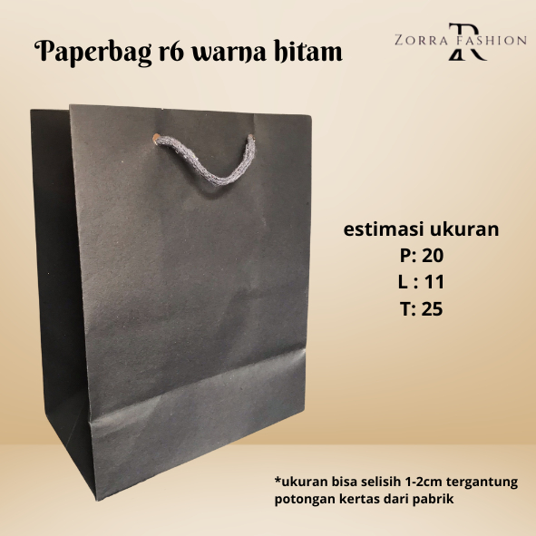 Jual PAPER BAG R6 HITAM POLOS MURAH UKURAN 20x25 / TAS KERTAS HITAM ...