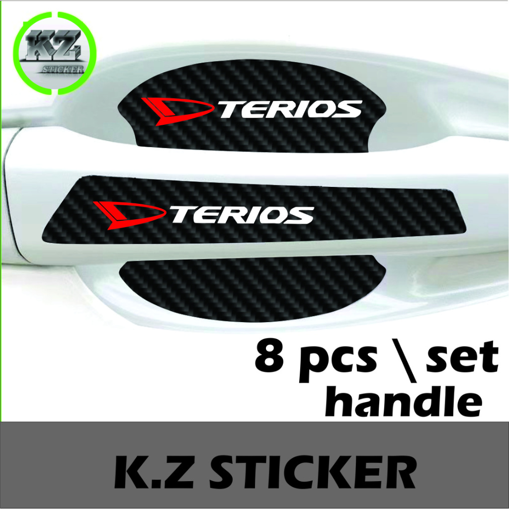 Jual 8pcs sticker stiker handle gagang pintu terios karbon 3d sticker ...