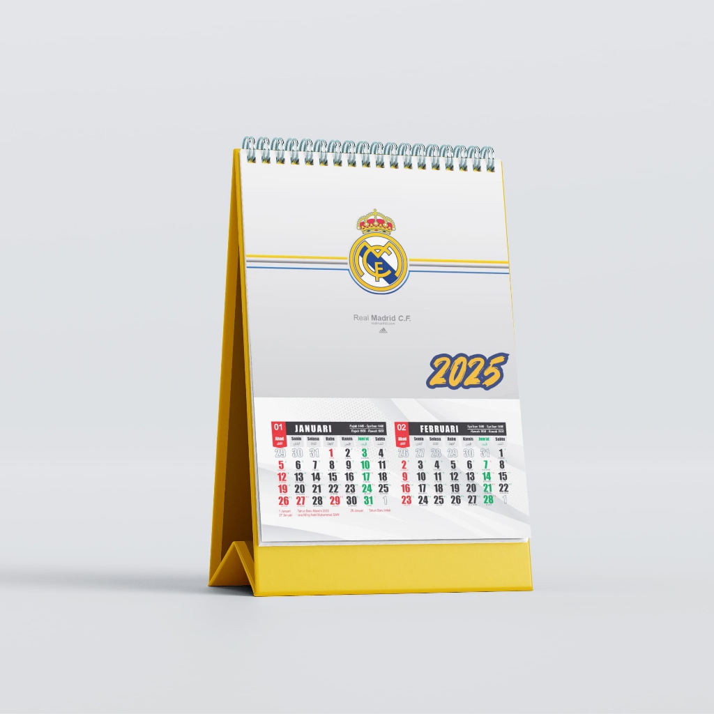 Jual CETAK KALENDER MEJA DUDUK DESK TAHUN 2025 GAMBAR REAL MADRID ...
