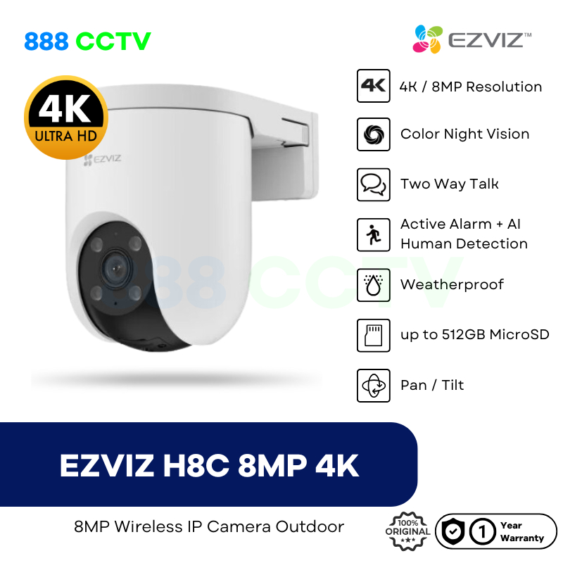 Jual EZVIZ H8C Pro 8MP 4K Smart CCTV WiFi Camera Outdoor Pan/Tilt ...