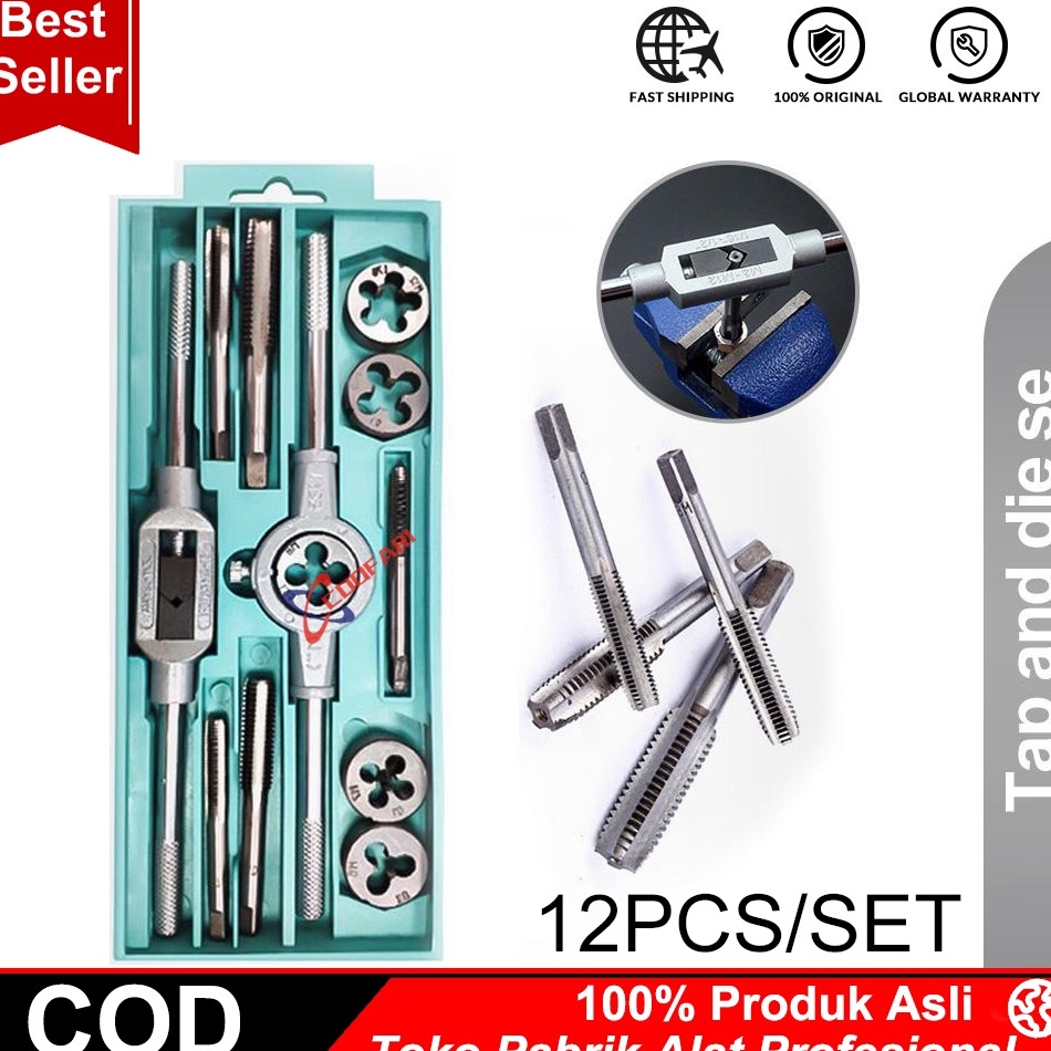 Jual Ready Banyak 12 2 Pcs Alat Snai dan Tap Ulir Baut Senai Die Senei ...