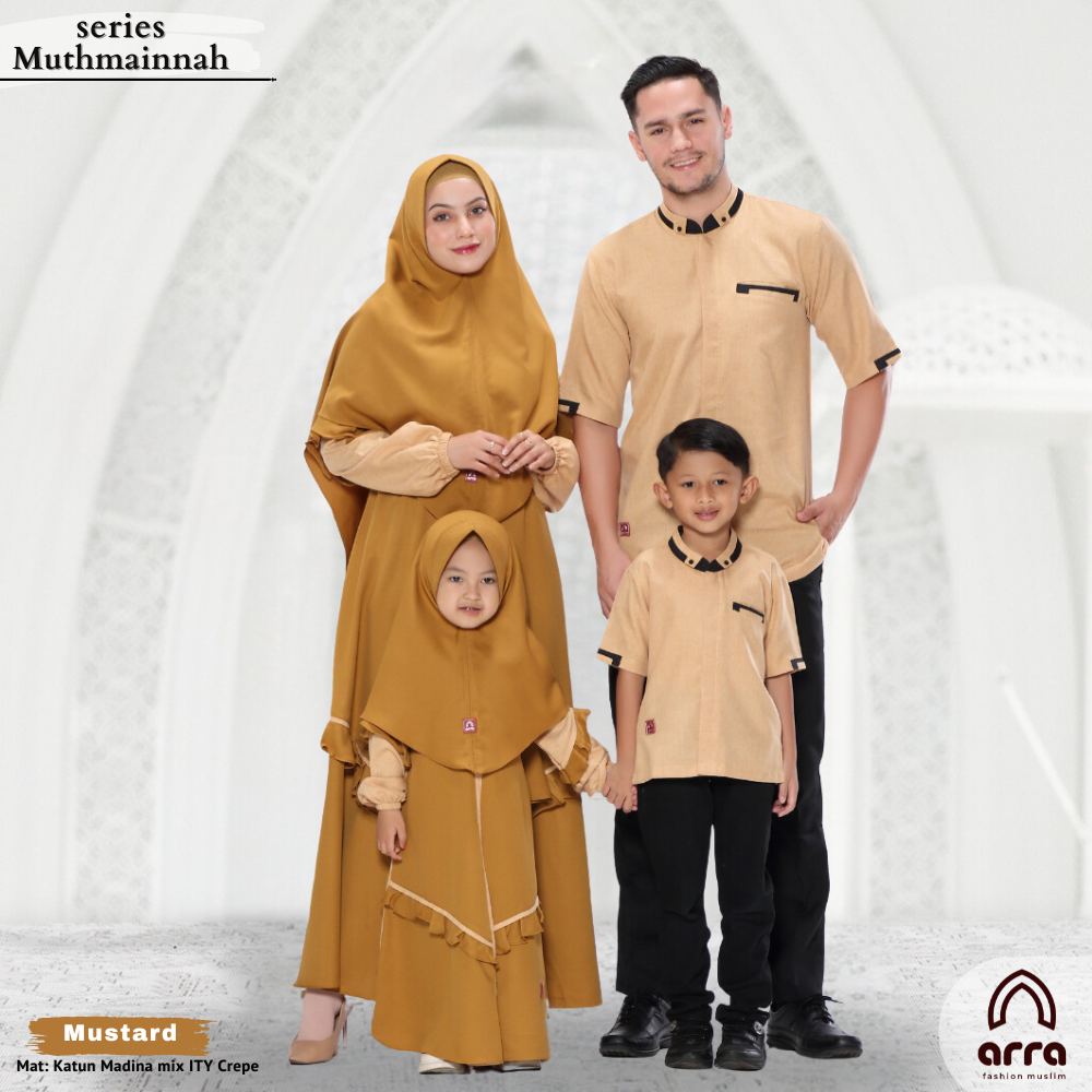 Jual Sarimbit Keluarga 2025 Arra Muthmainnah Mustard Gamis Sarimbit ...