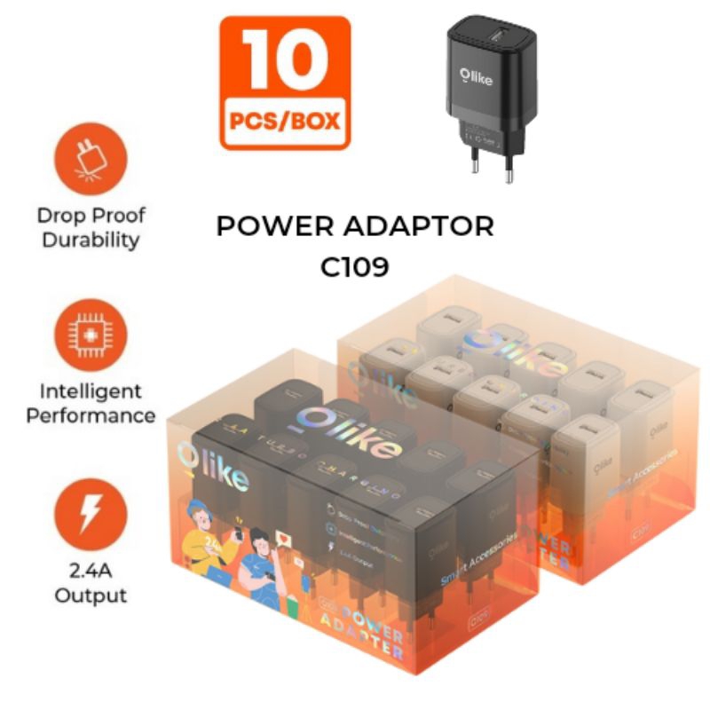 Jual Olike Power Adaptor 2.4A Kepala Charger 12W 1 Box isi 10 | Shopee ...