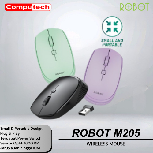 Jual ROBOT Mouse Wireless M205 2.4G 1600DPI Receiver USB untuk PC ...